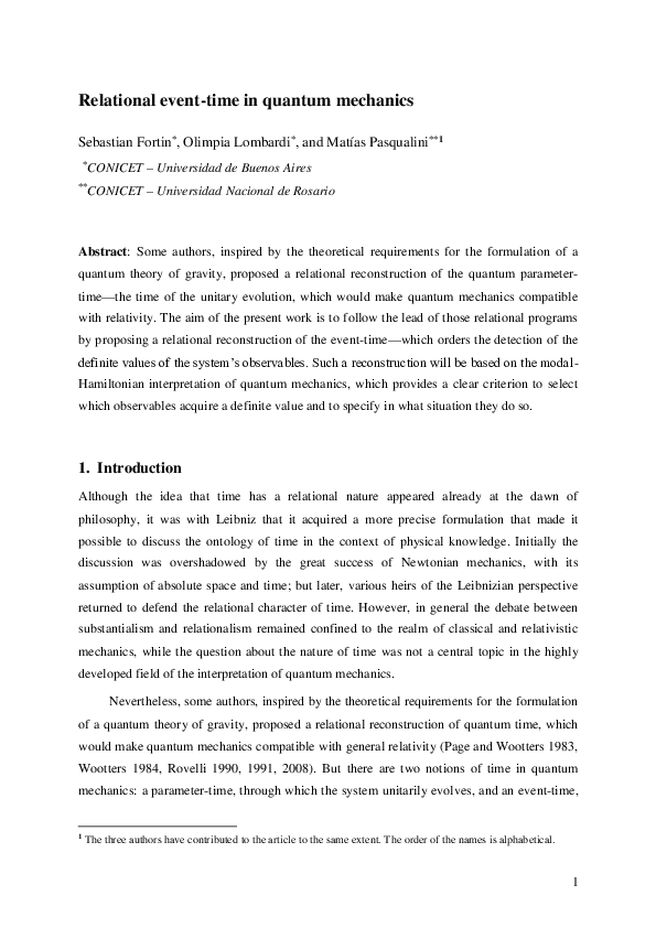 (PDF) Relational Event-Time in Quantum Mechanics