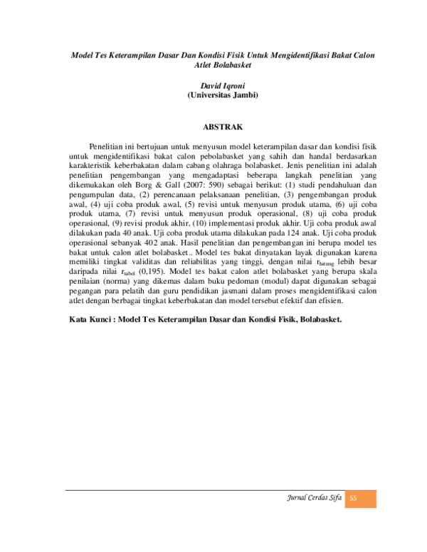 (PDF) Model Tes Keterampilan Dasar Dan Kondisi Fisik Untuk ...