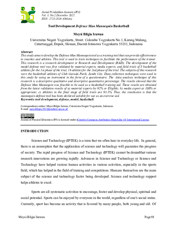 (PDF) Tool Development Defense Man Mannequin Basketball