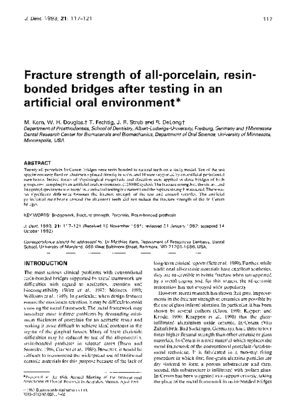 (PDF) Fracture strength of all-porcelain, resinbonded bridges after ...