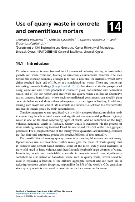 (PDF) Use of quarry waste in concrete and cementitious mortars