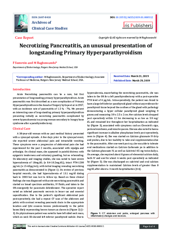(PDF) Necrotizing Pancreatitis, an unusual presentation of longstanding ...