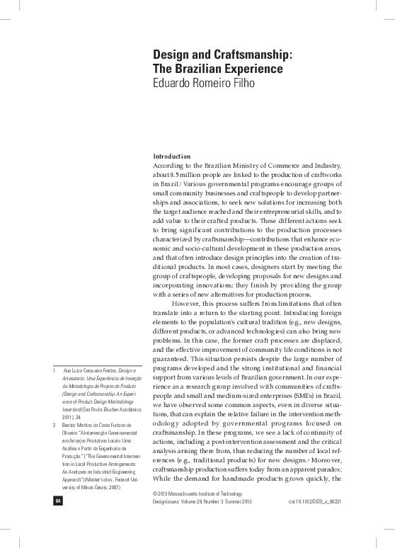 (PDF) Design and Craftsmanship: The Brazilian Experience