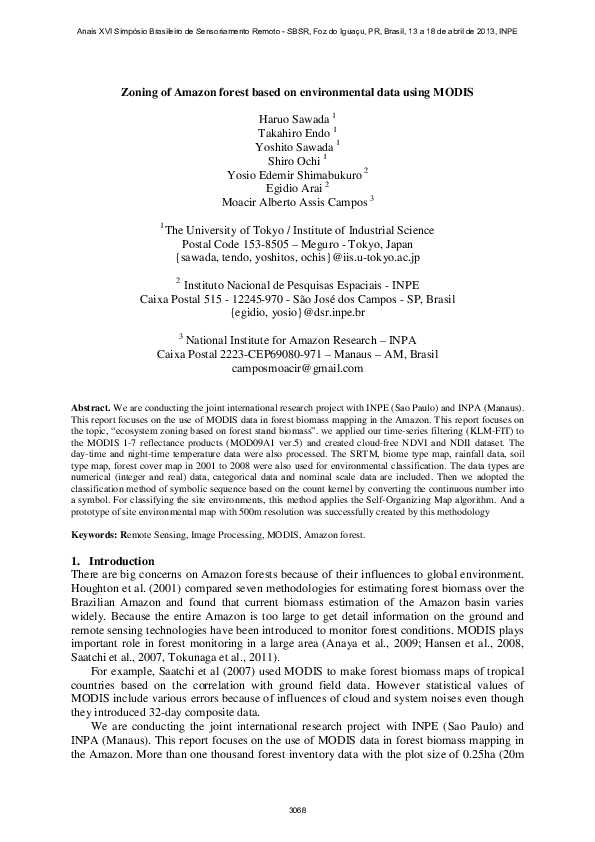 (PDF) Zoning of Amazon forest based on environmental data using MODIS