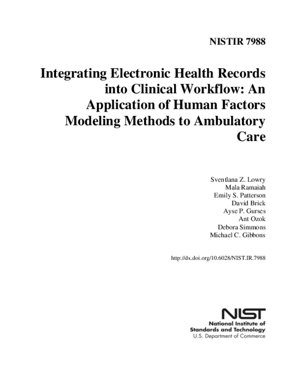 (PDF) (NISTIR 7988) Integrating Electronic Health Records into Clinical ...