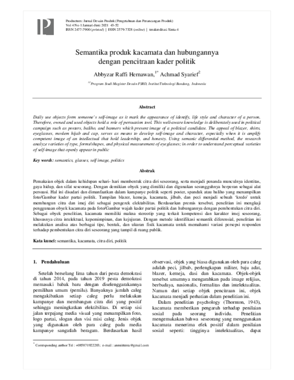 (PDF) Semantika produk kacamata dan hubungannya dengan pencitraan kader politik