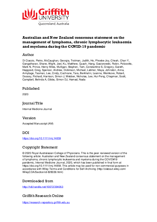 (PDF) Australian and New Zealand consensus statement on the management ...
