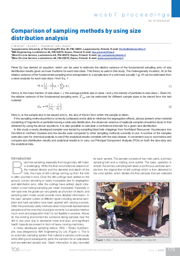 (PDF) Comparison of sampling methods by using size distribution analysis