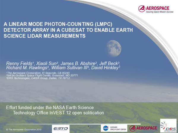 Pdf A Linear Mode Photon Counting Lmpc Detector Array In A Cubesat To Enable Earth Science
