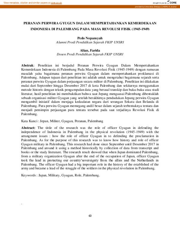 (PDF) Peranan Perwira Gyugun Dalam Mempertahankan Kemerdekaan Indonesia ...