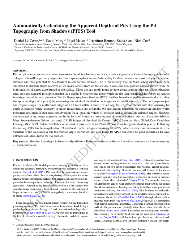 (PDF) Automatically calculating the apparent depths of pits using the ...