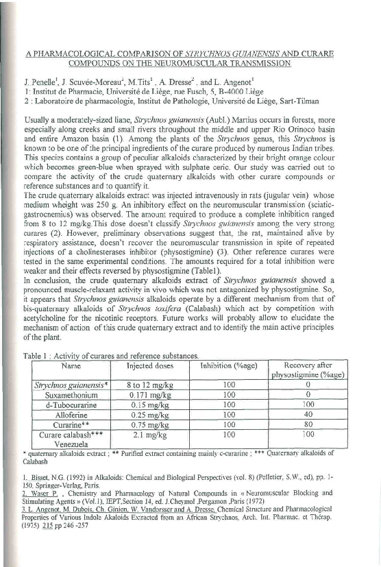 (PDF) A pharmacological comparison of Strychnos guianensis and curare ...
