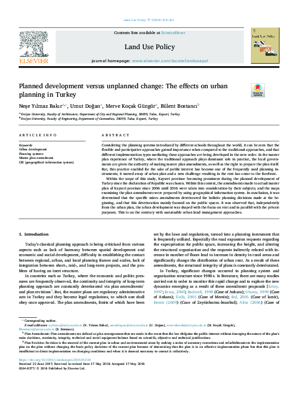 (PDF) Planned development versus unplanned change: The effects on urban ...