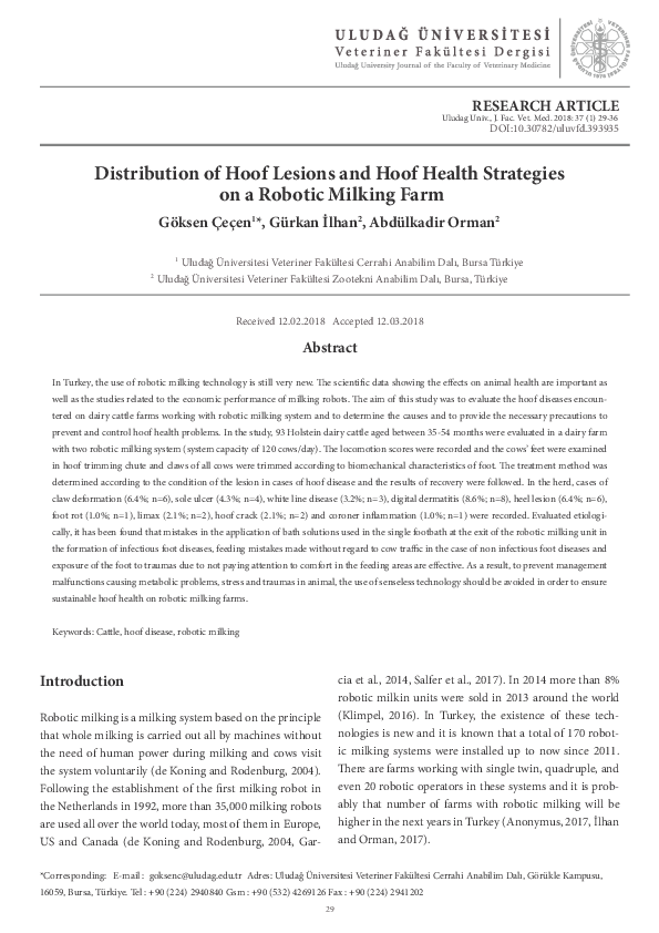 (PDF) Distribution of hoof lesions and hoof health strategies on a ...