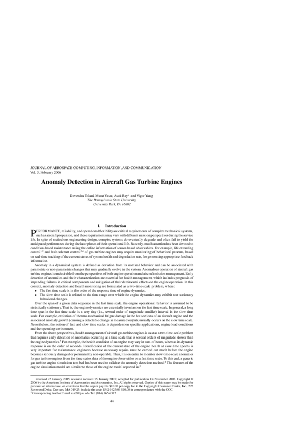 (PDF) Anomaly Detection in Aircraft Gas Turbine Engines