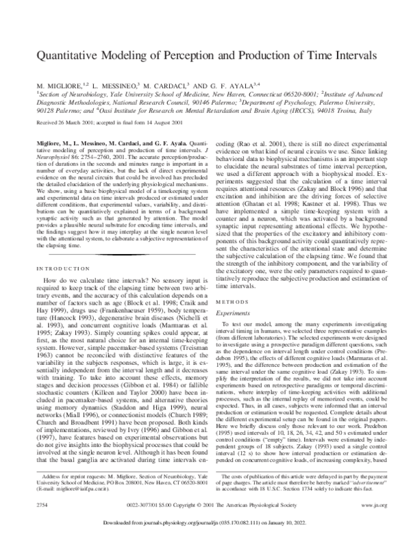 (PDF) Quantitative Modeling of Perception and Production of Time Intervals