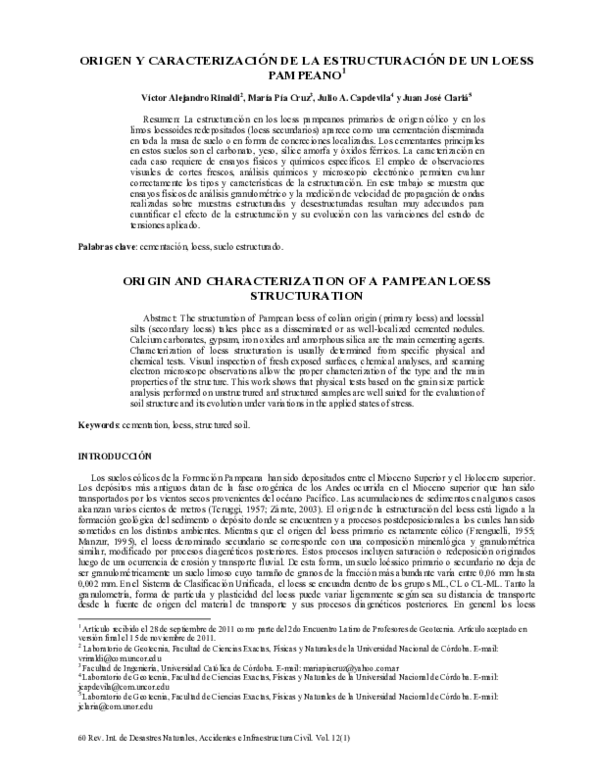 (PDF) Origen y caracterización de la estructuración de un loess Pampeano