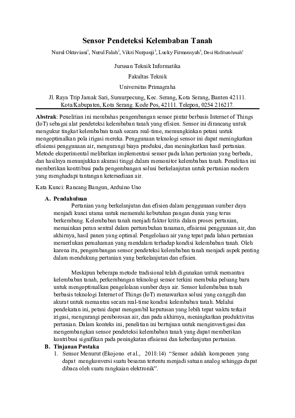 Doc Sensor Pendeteksi Kelembaban Tanah Nurul Falah