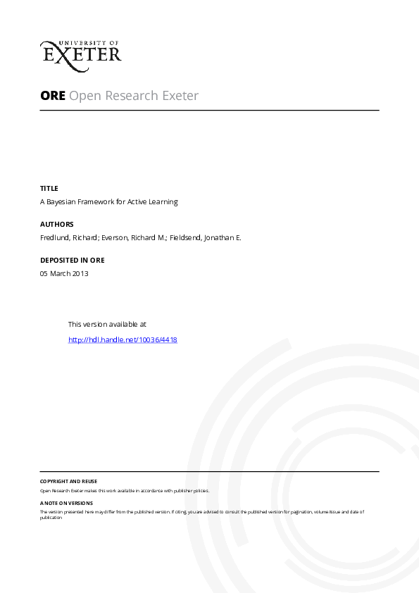 (PDF) A Bayesian framework for active learning