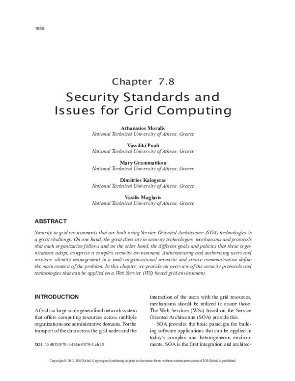 (PDF) Security Standards and Issues for Grid Computing