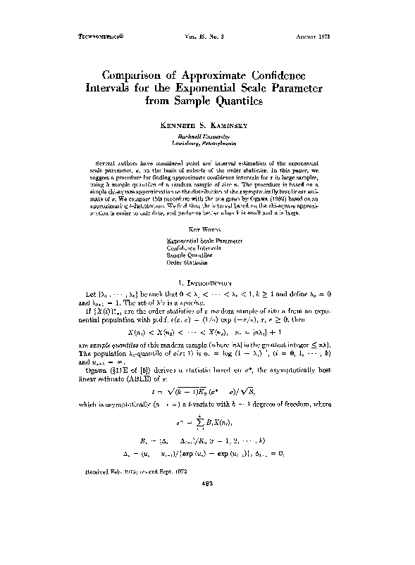 Pdf Comparison Of Approximate Confidence Intervals For The