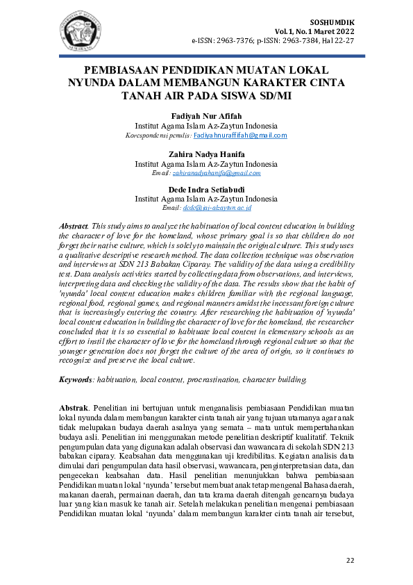 (PDF) Pembiasaan Pendidikan Muatan Lokal Nyunda Dalam Membangun Karakter Cinta Tanah Air Pada ...