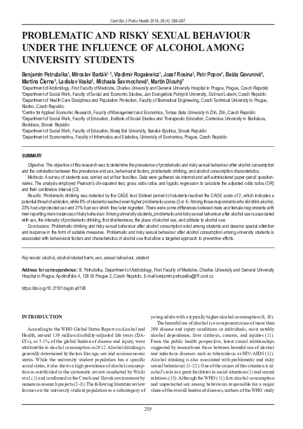 (PDF) Risky Sexual Behaviour among University Students