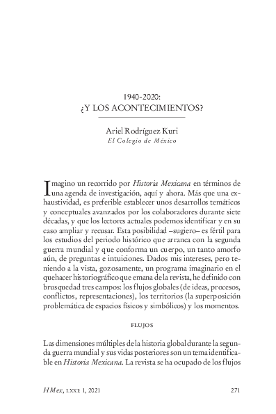 (PDF) 1940-2020: ¿Y Los Acontecimientos?