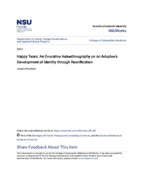 (PDF) Happy Tears: An Evocative Autoethnography on an Adoptee’s ...