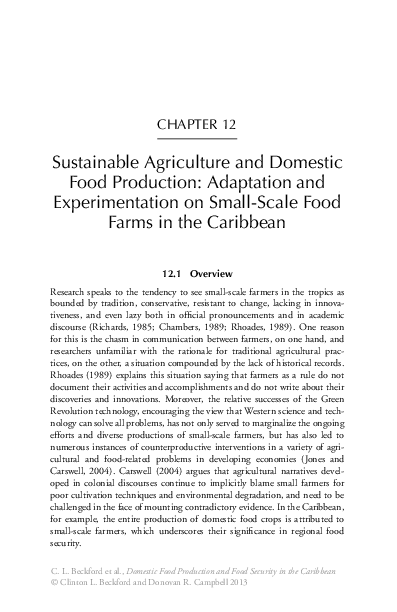 (PDF) Sustainable Agriculture and Domestic Food Production: Adaptation ...