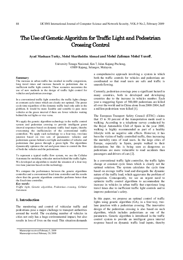 Pdf Using Genetic Algorithm For Traffic Light Control System With A