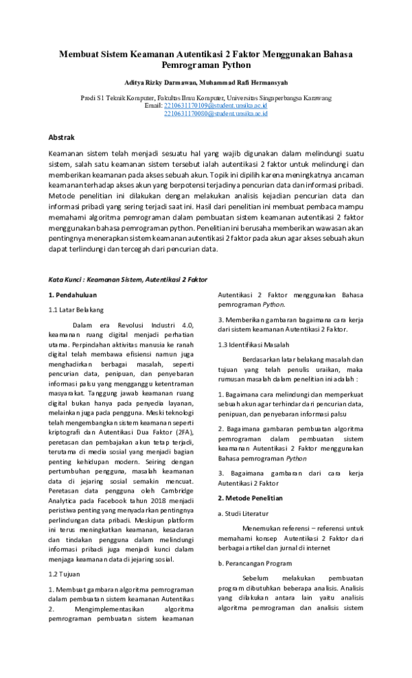 (PDF) Membuat Sistem Keamanan Autentikasi 2 Faktor Menggunakan Bahasa ...