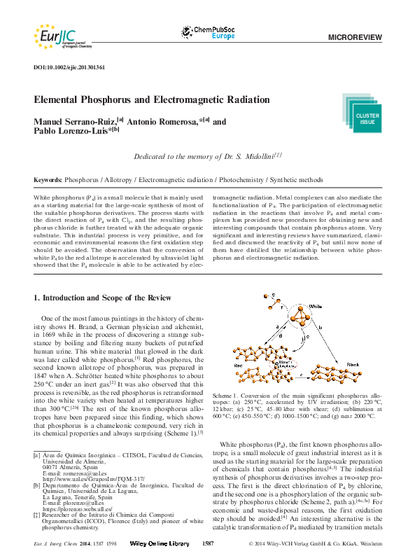 (PDF) Elemental Phosphorus and Electromagnetic Radiation