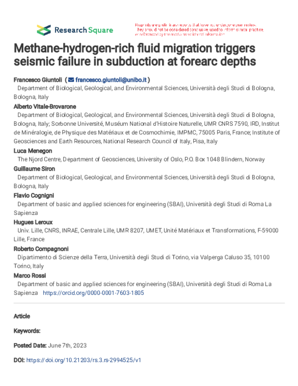 (PDF) Methane-hydrogen-rich fluid migration triggers seismic failure in ...