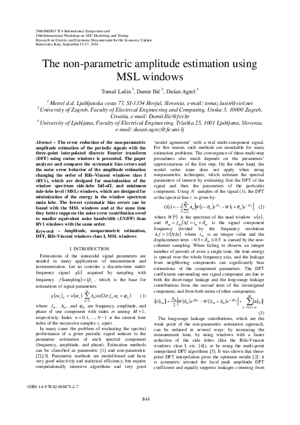 (PDF) Non-parametric Amplitude Estimation Using MSL Windows