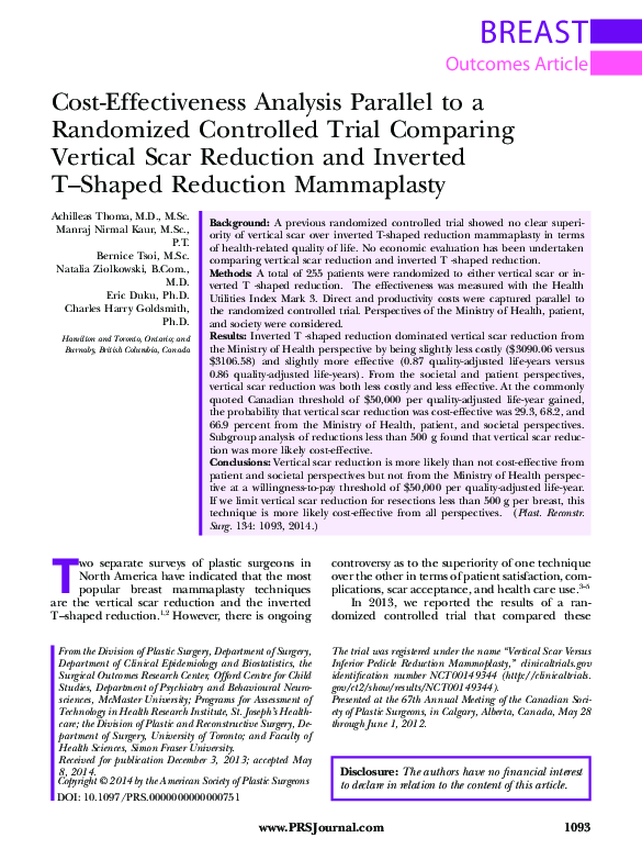 (PDF) Cost-Effectiveness Analysis Parallel to a Randomized Controlled Trial Comparing Vertical ...