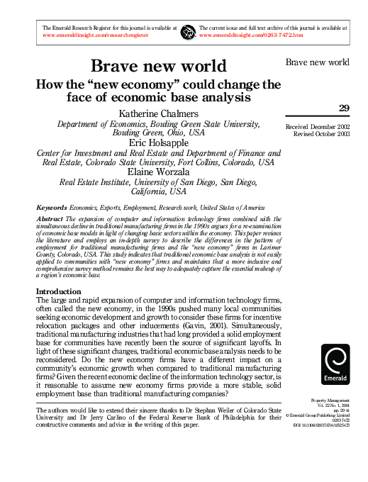 (PDF) Face of Economic Base Analysis