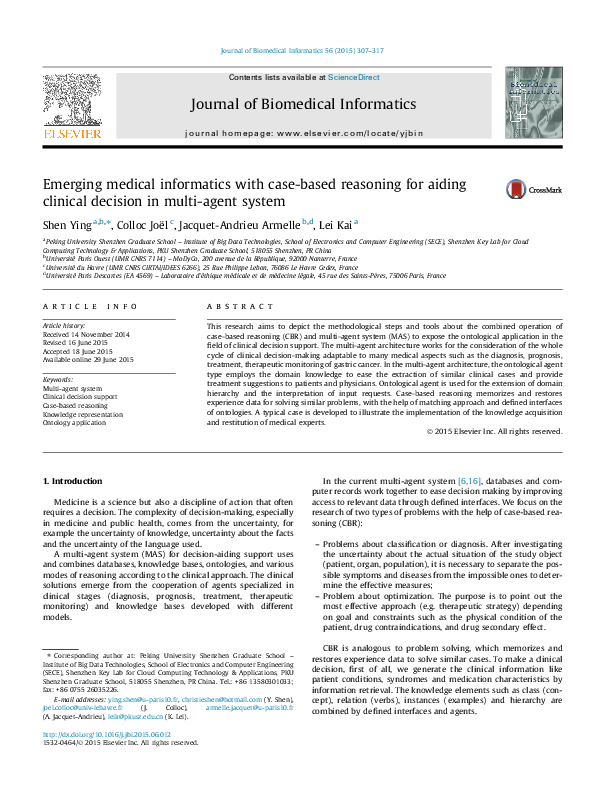 (PDF) Emerging medical informatics with case-based reasoning for aiding clinical decision in ...