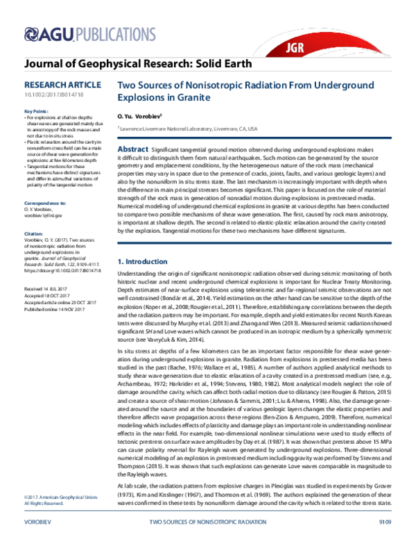 (PDF) Two Sources of Nonisotropic Radiation From Underground Explosions ...