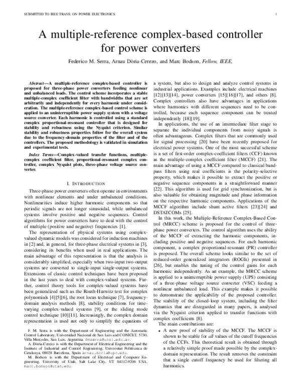 (PDF) A Multiple-Reference Complex-Based Controller for Power Converters