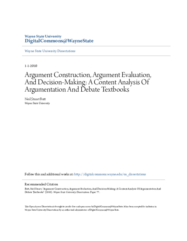 (PDF) Analyzing Argumentation in Debate Textbooks