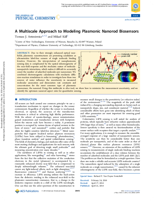 (PDF) A Multiscale Approach to Modeling Plasmonic Nanorod Biosensors