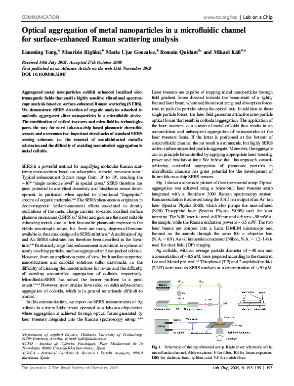 (PDF) Optical aggregation of metal nanoparticles in a microfluidic ...