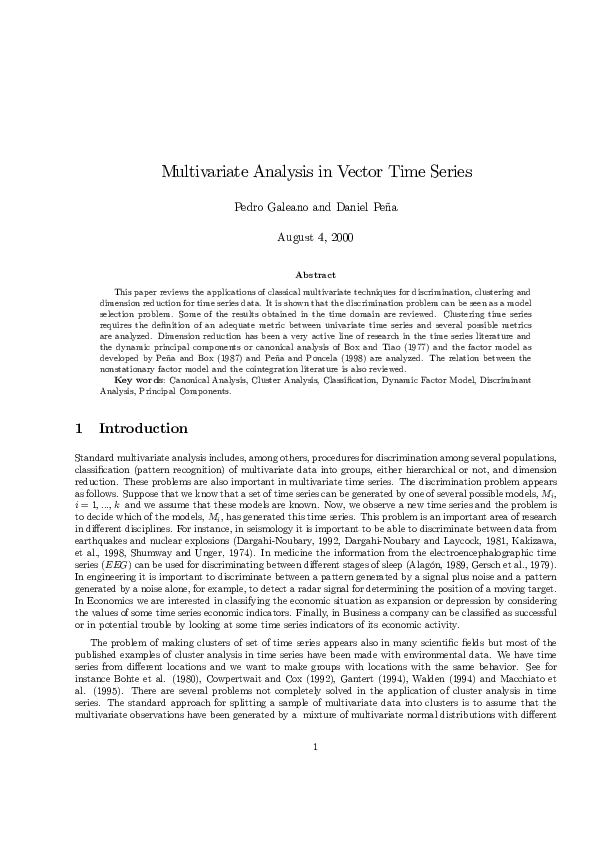 (PDF) Multivariate analysis in vector time series