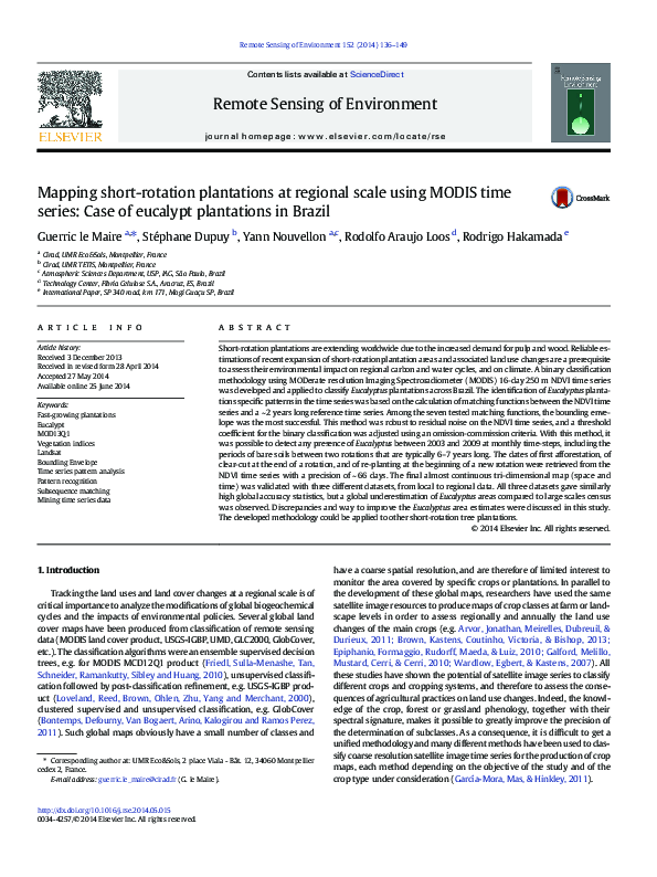 (PDF) Mapping short-rotation plantations at regional scale using MODIS ...