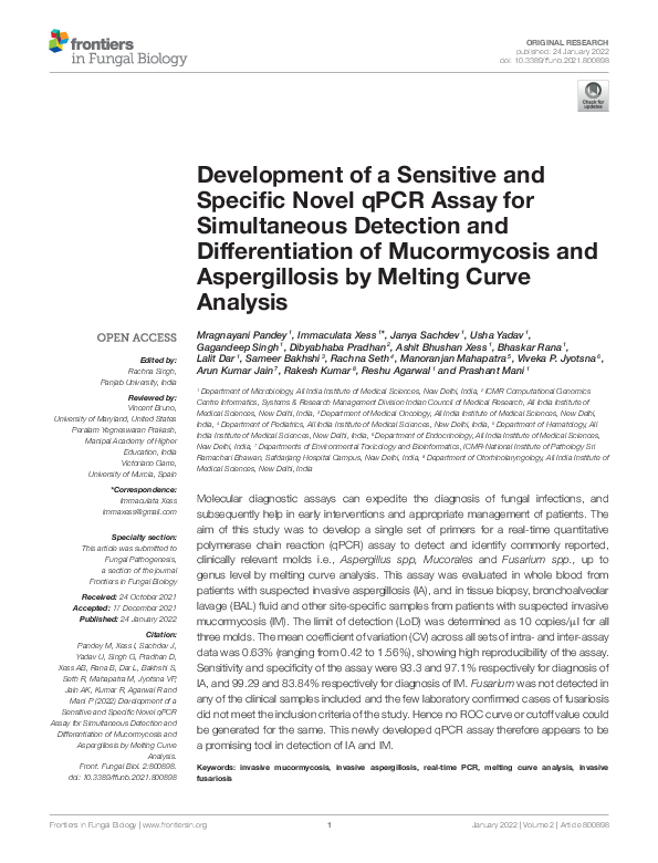 (PDF) Development of a Sensitive and Specific Novel qPCR Assay for Simultaneous Detection and ...