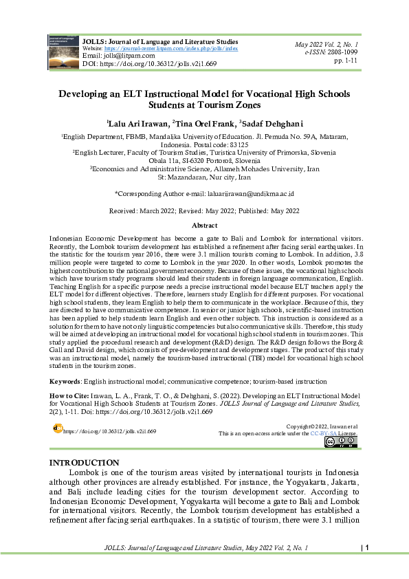 (PDF) Developing an ELT Instructional Model for Vocational High Schools ...