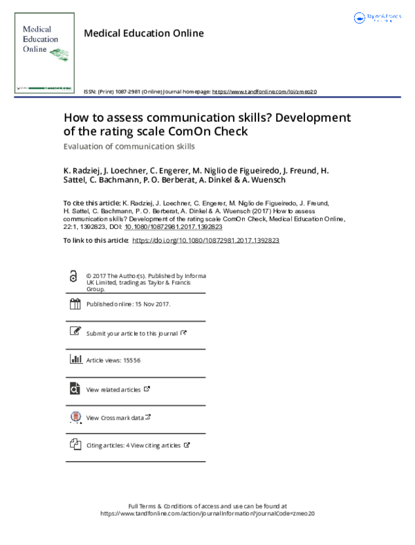 (PDF) How to assess communication skills? Development of the rating scale ComOn Check