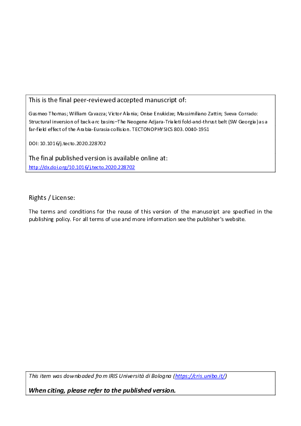 (PDF) Structural inversion of back-arc basins–The Neogene Adjara ...