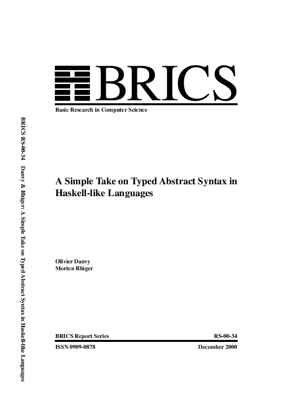 (PDF) Typed Abstract Syntax in Haskell-like Languages